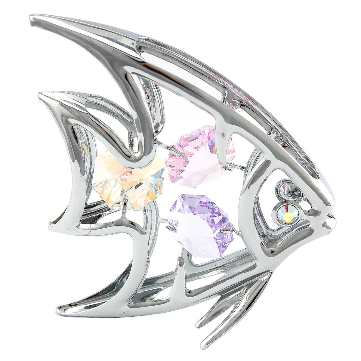 Crystal Figurine - Angel Fish / Polished Chrome